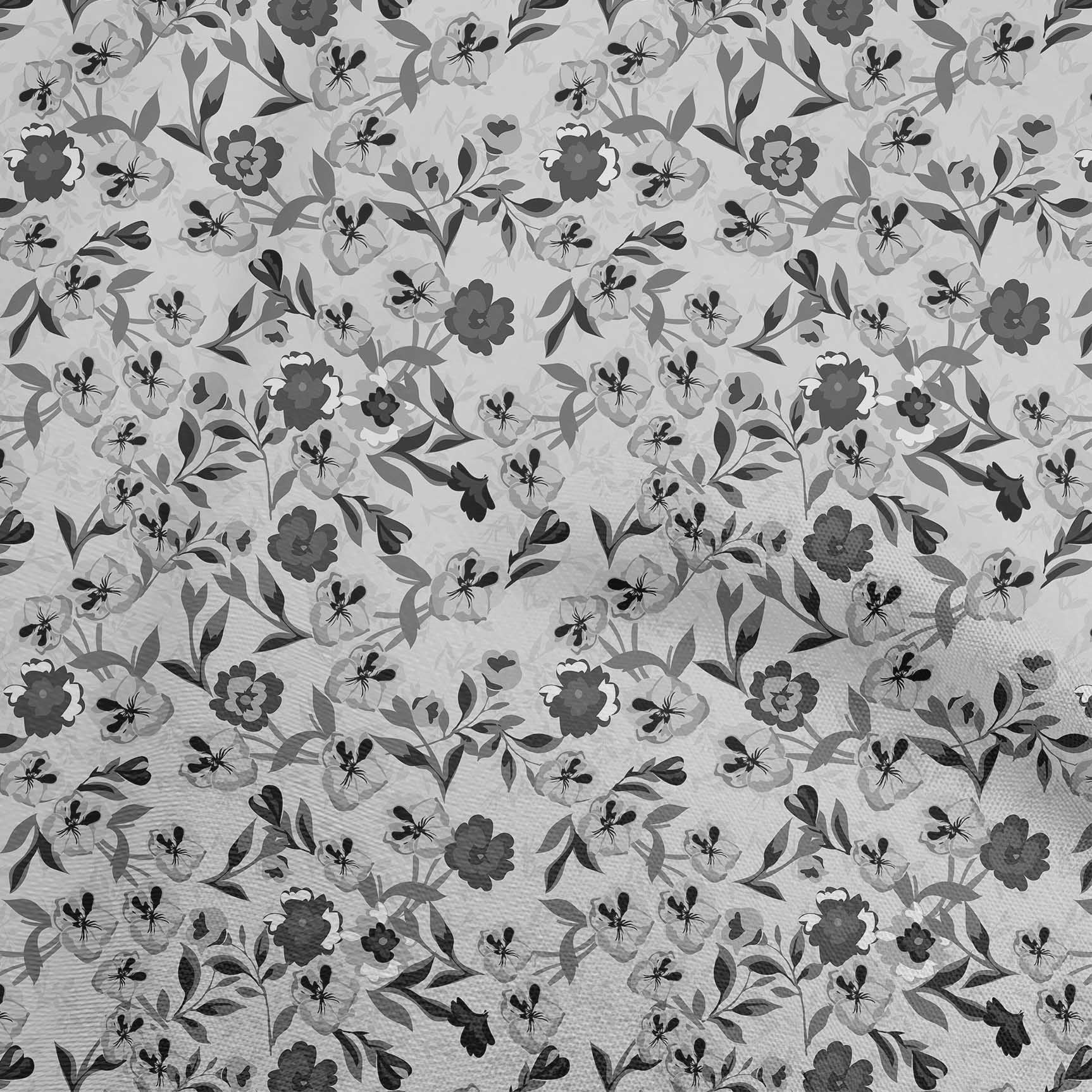 oneOone Cotton Poplin Gray Fabric Floral Dress Material Fabric Print ...