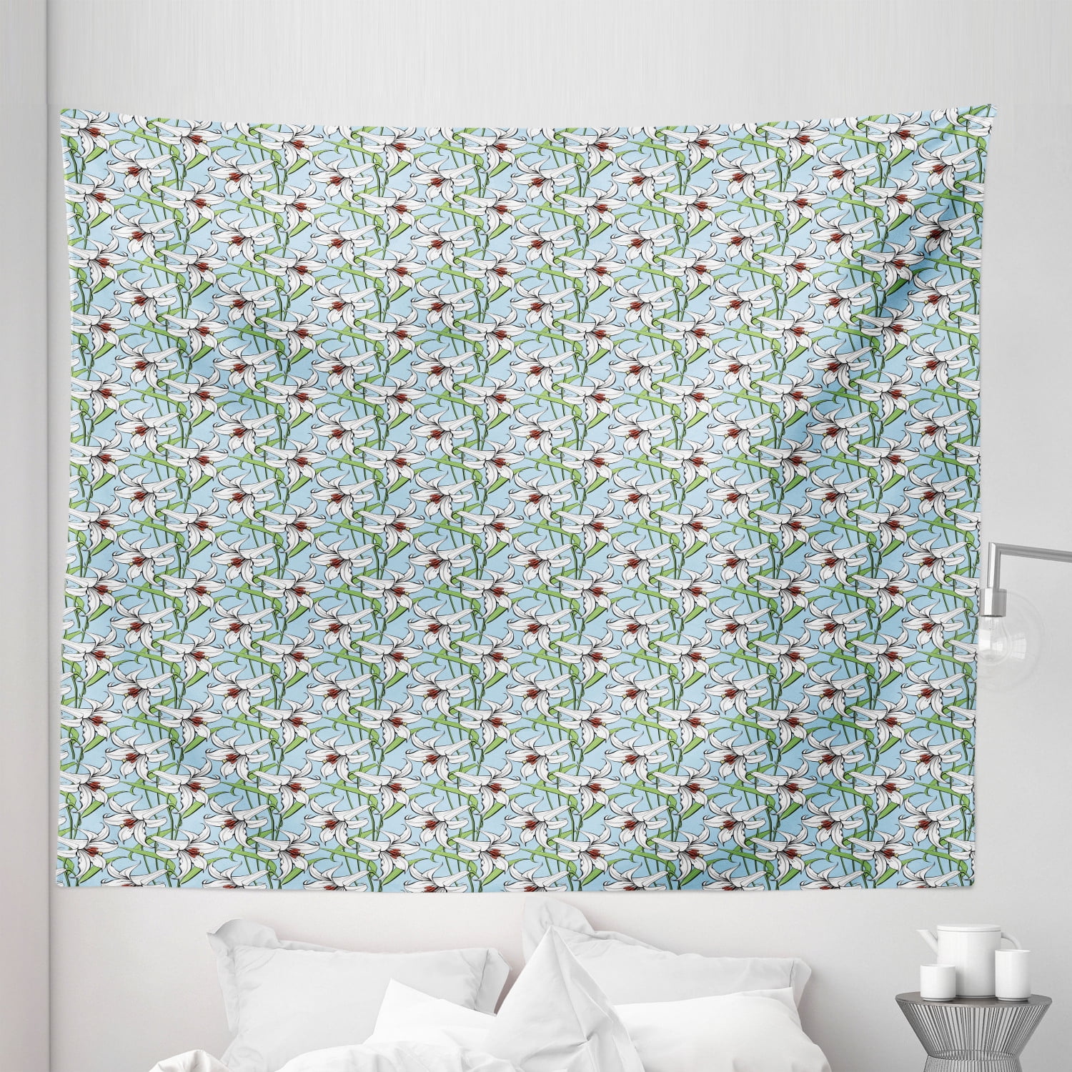 Flower Tapestry, Pattern with Flourishing Lilies Garden Growth Spring ...