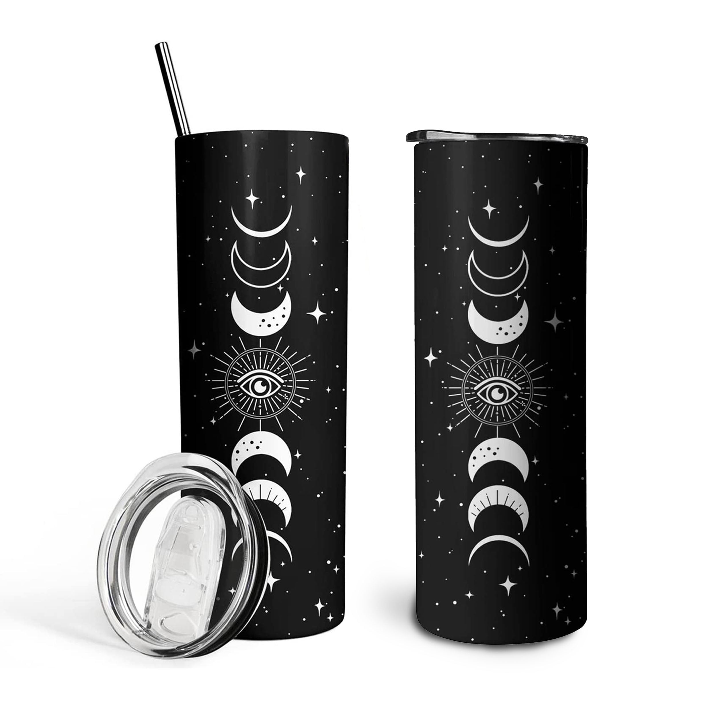 Goth Moon Tumbler - Moon Phase Gothic Mug - Black Vacuum Insulated ...