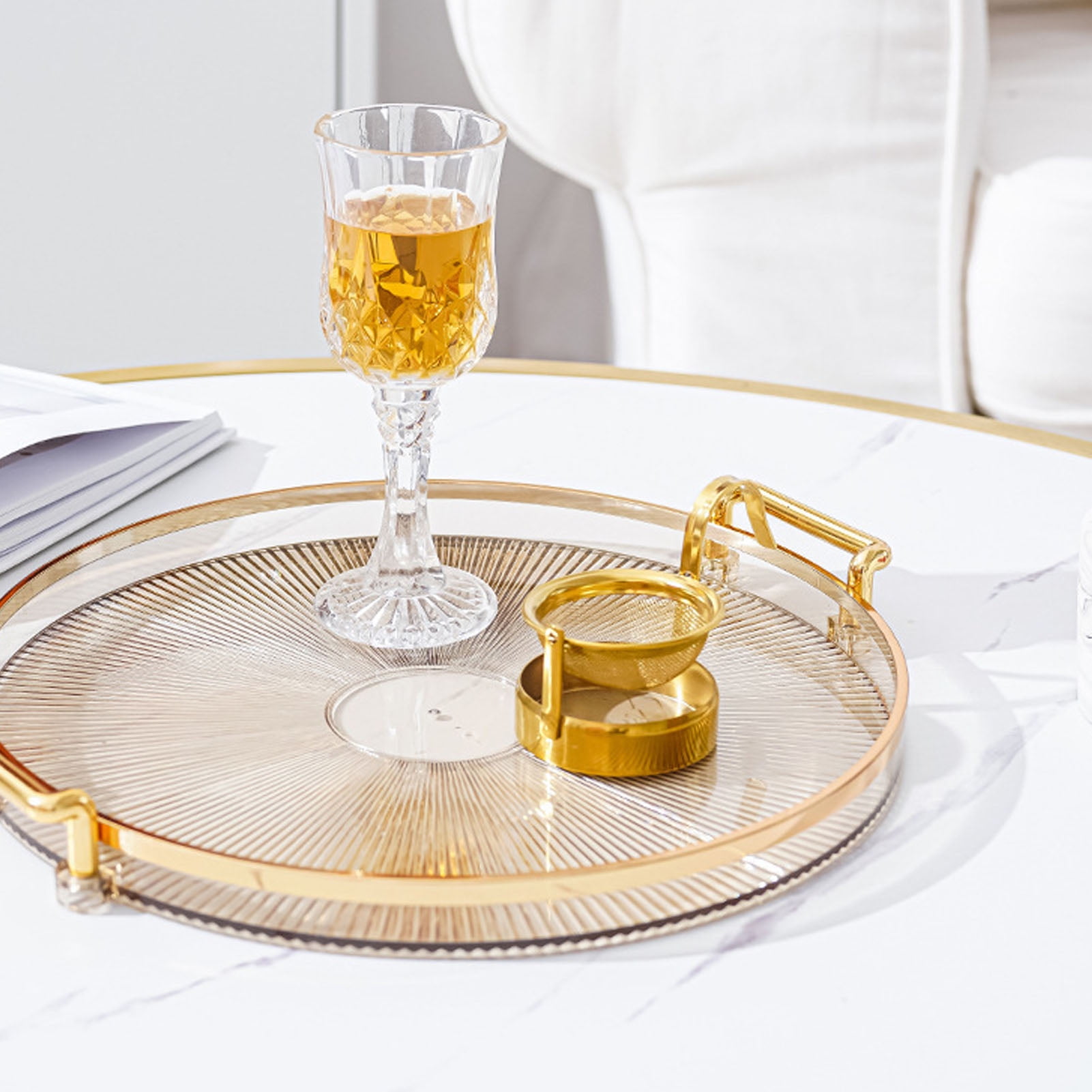 Click here for Fyydes Serving Tray With Golden Handles ps Decorat... prices