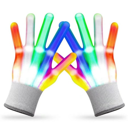 Light Up Gloves,Flashing LED Skeleton Warm Gloves Adult Kids for ...