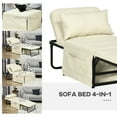 HOMCOM Folding Sofa Bed, Convertible Ottoman Sleeper Chair Bed, Cream ...