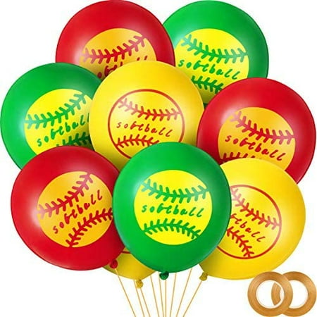 Xizioo 48 Pieces Softball Balloons 12 Inch Softball Printed Latex ...