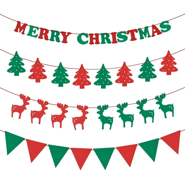 Juego de banderines navideños, banderines colgantes, guirnaldas ...