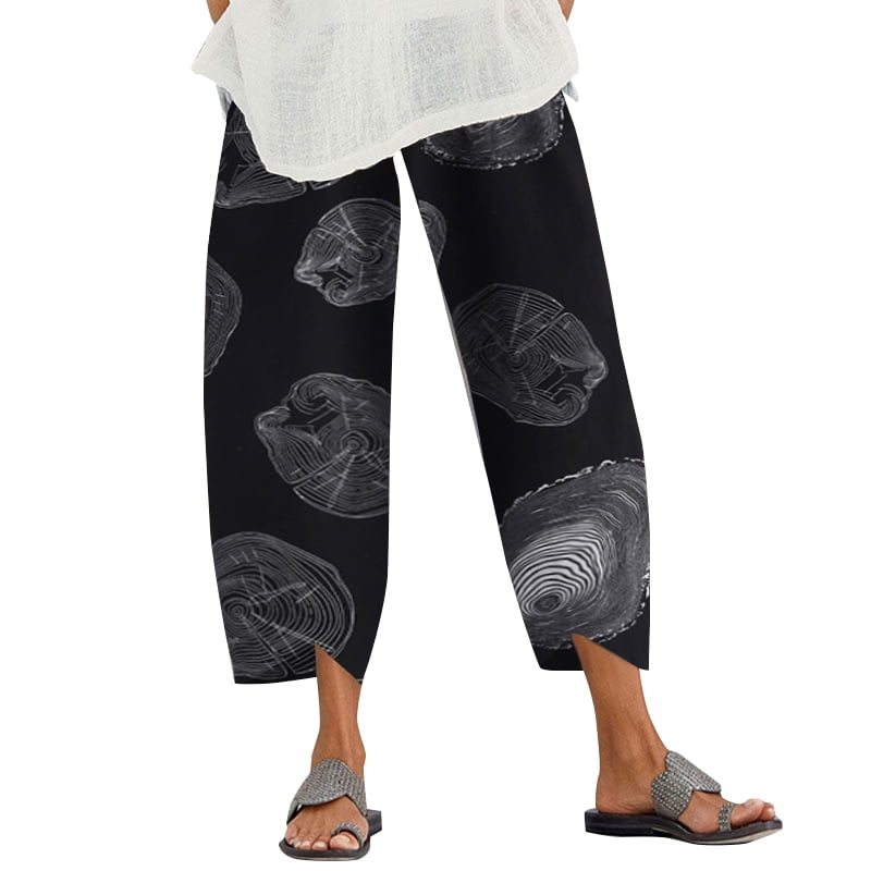 Zanzea Pants For Womens Elastic Waist Side Pockets Ankle Length