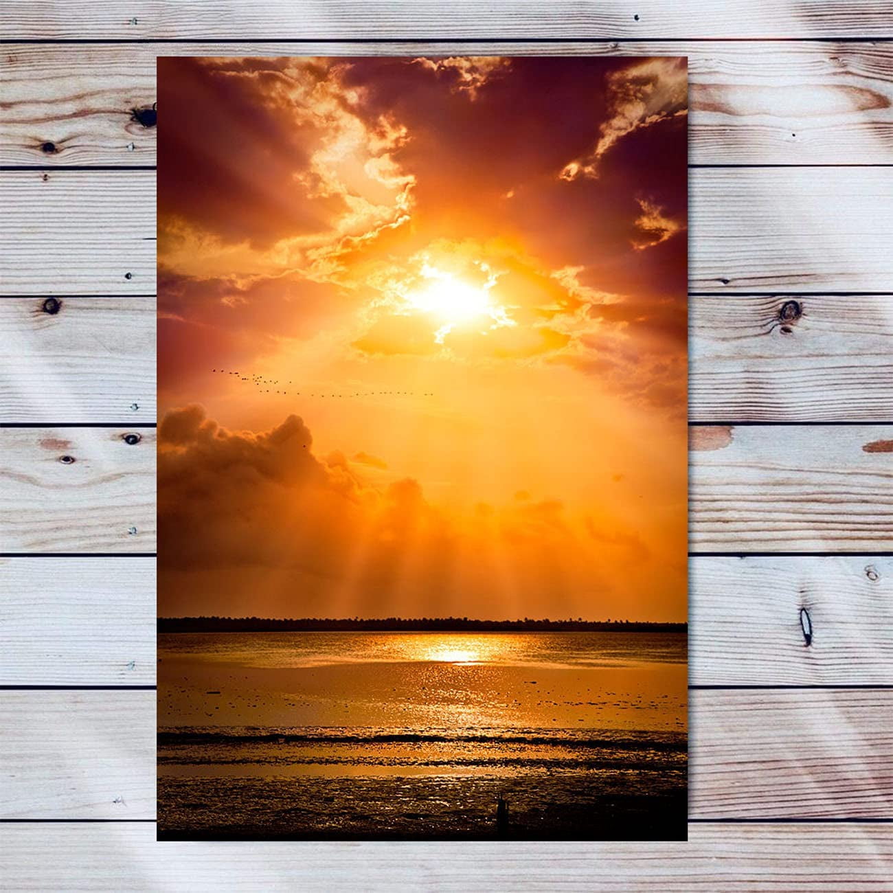 Sun Sky Canvas Wall Art Artwork Wooden Frame Painting Mystical Sun Rays ...