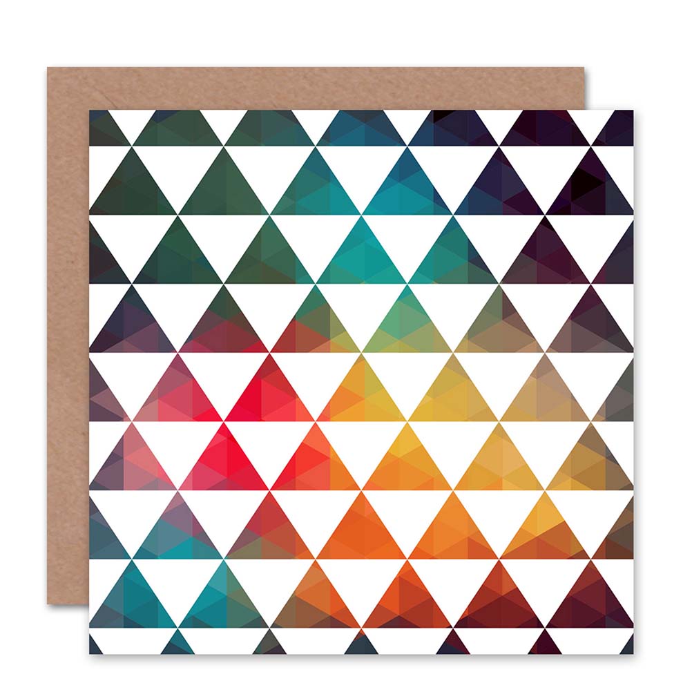 Geometric Patters Green Blue Yellow Greetings Card Plus Envelope Blank ...