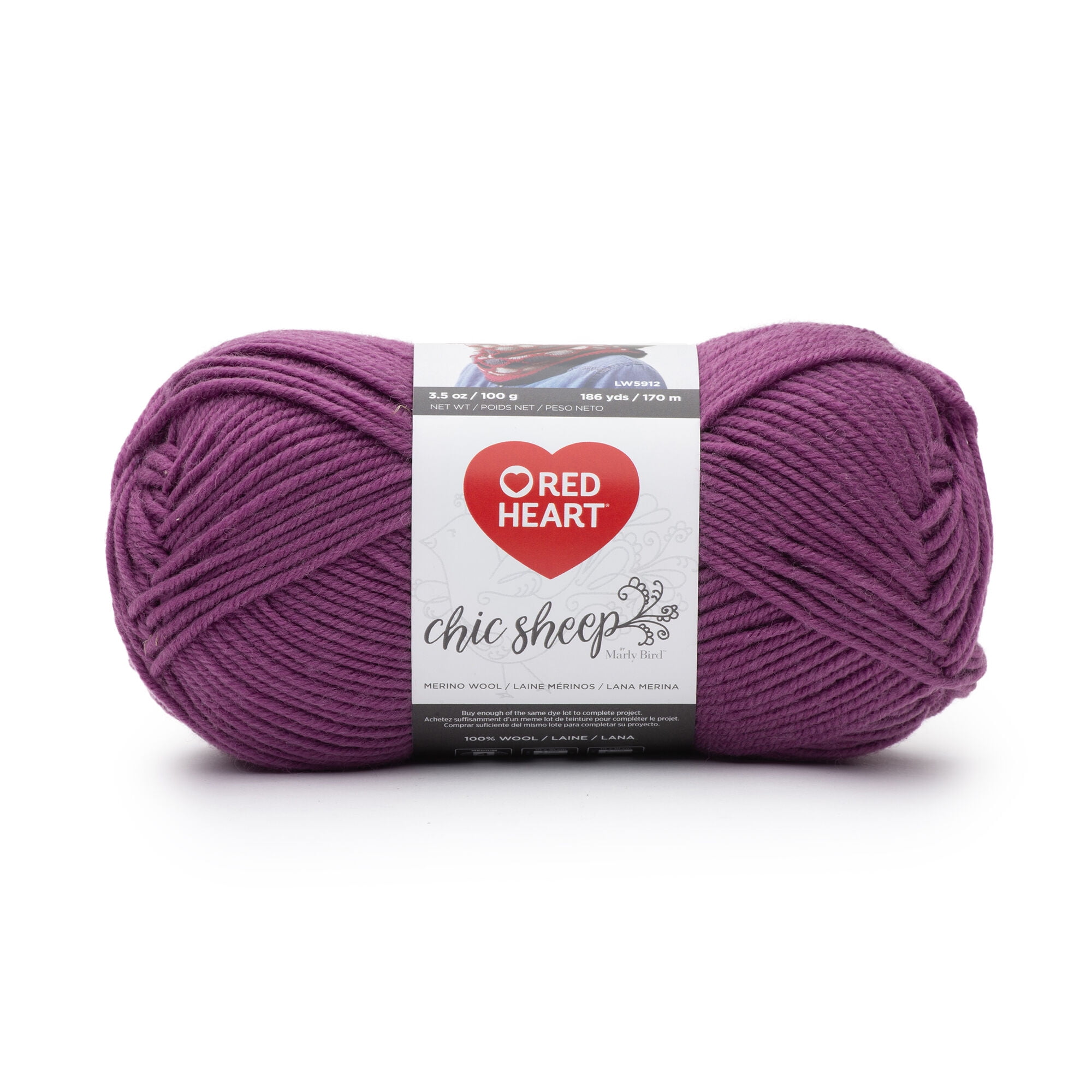 Red Heart Chic Sheep Yarn By Marly Bird Vineyard Merino Wool 100g