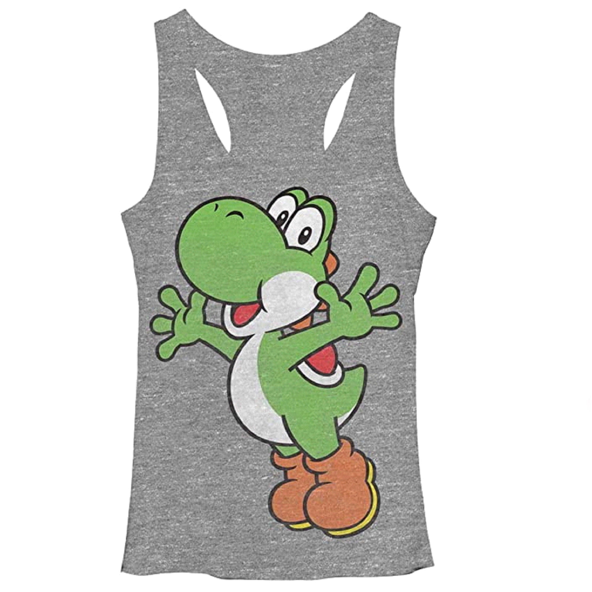 Mario Brothers Yoshi Junior Women's Heathered Gray Tank Top - Large ...