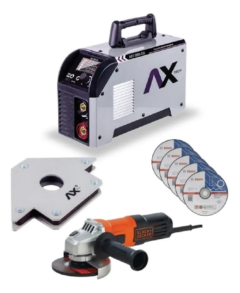 Soldadora Inversora Axtech 200 Amp Bi Voltaje con 5 Discos Abrasivos ...
