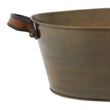 DecMode Oval Stainless Steel Metal Long Bronze Ice Bucket with Leather ...