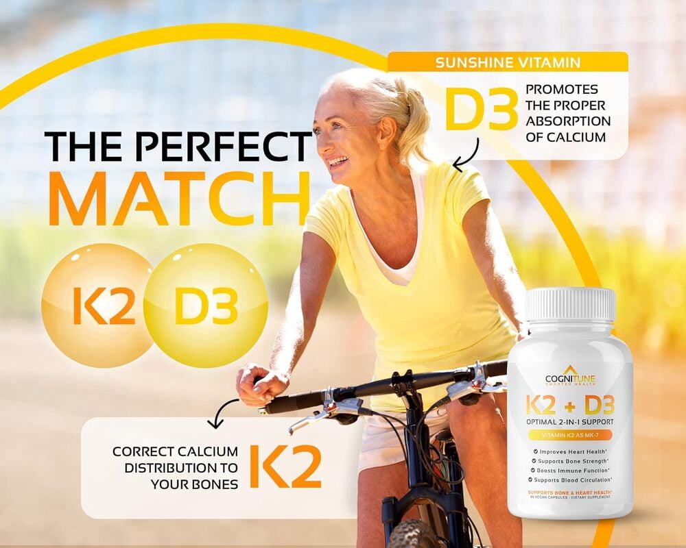 Cognitune Vitamin D3 5000 IU with Vitamin K2 MK7, Nepal | Ubuy