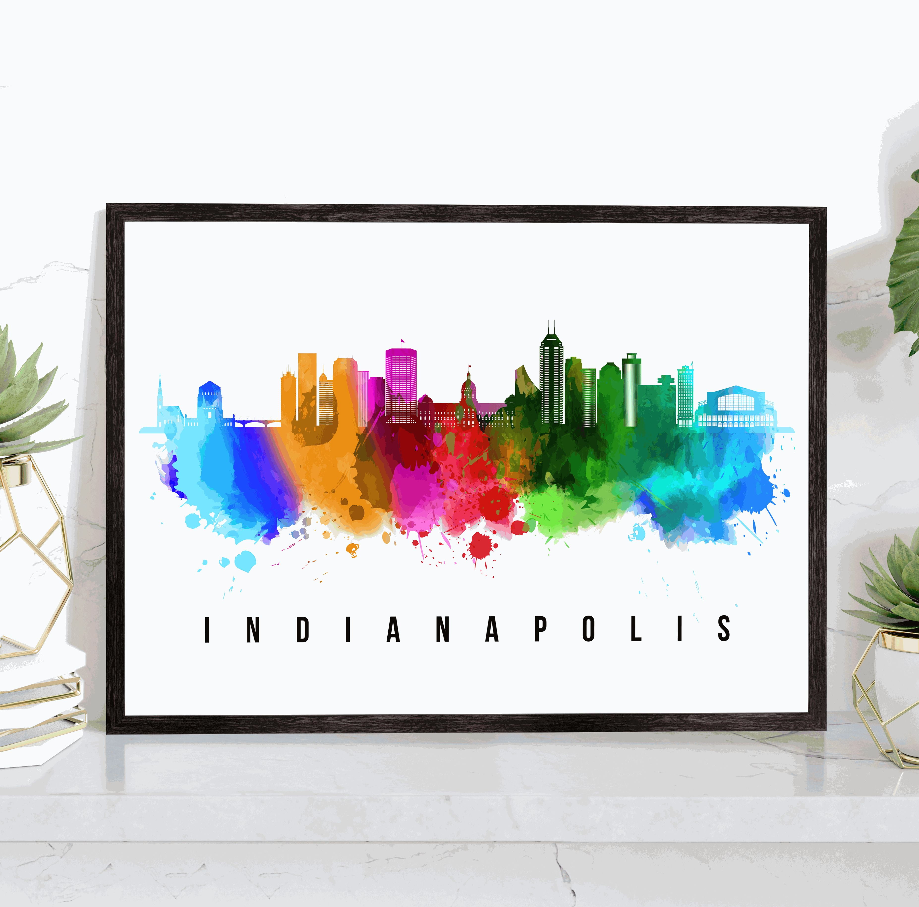 Pera Print Indianapolis Skyline Indiana Poster, Indianapolis Cityscape ...