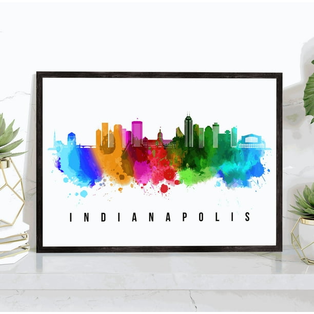 Pera Print Indianapolis Skyline Indiana Poster, Indianapolis Cityscape ...