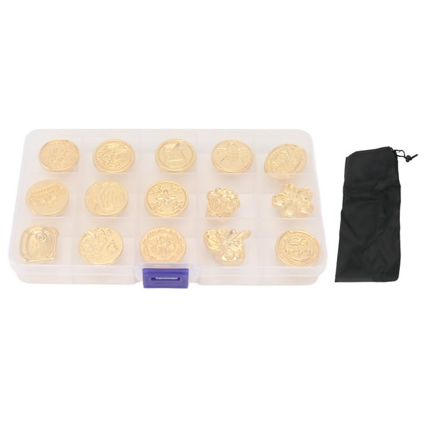 Wax Seal Stamp Gift Box Kit, 15 Pieces Blessing Sealing Wax Stamp Heads ...