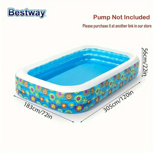 1 Pack, Inflatable Family Pool, Inflatable Swimming Pool, Rectangular ...