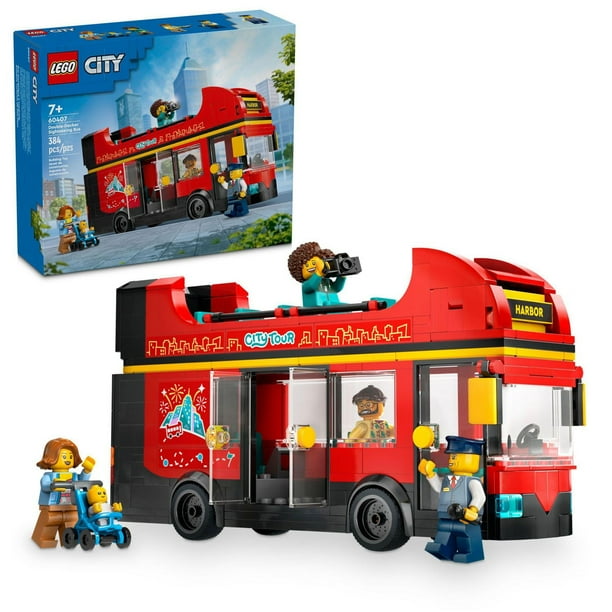 LEGO City Red Double-Decker Sightseeing Bus Toy, Vehicle Set for Kids ...