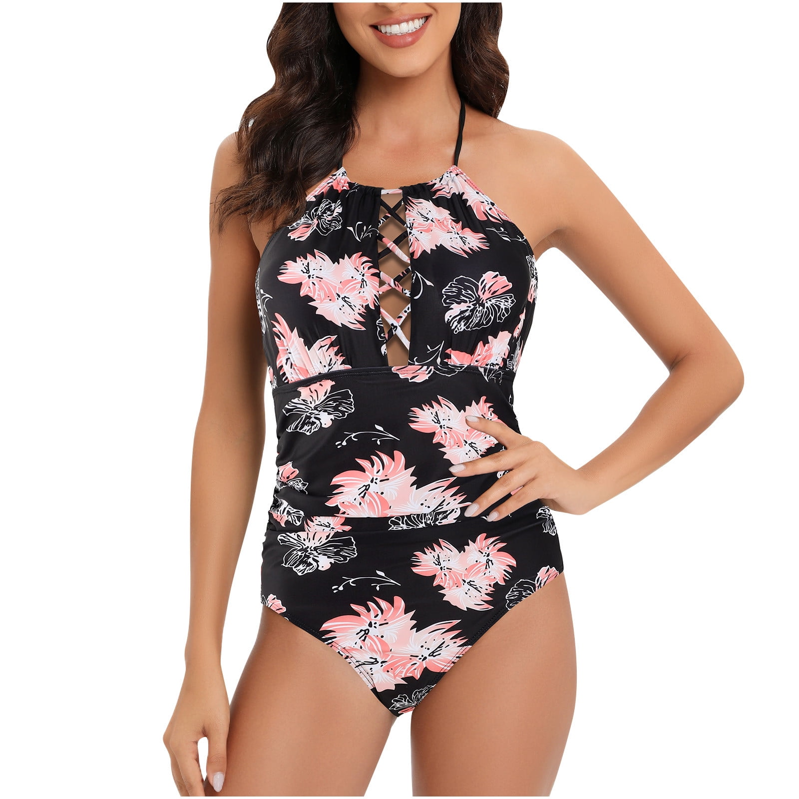 Leesechin Womens Swim Suits Clearance Sexy Solid Bodysuit Bikini