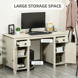 HomCom Farmhouse-Style Home Office Computer Desk with Desktop Storage ...