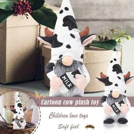 Teissuly 2PC Cartoon Gnome Faceless Cow Plush Art Dwarf Doll Ornaments ...