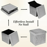 Folding Storage Ottoman Cube Velvet Tufted Space-Saving Toy Box Foot ...