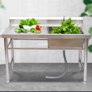 Aiqidi 47" Freestanding Stainless Steel Utility Sink, 1 Compartment ...