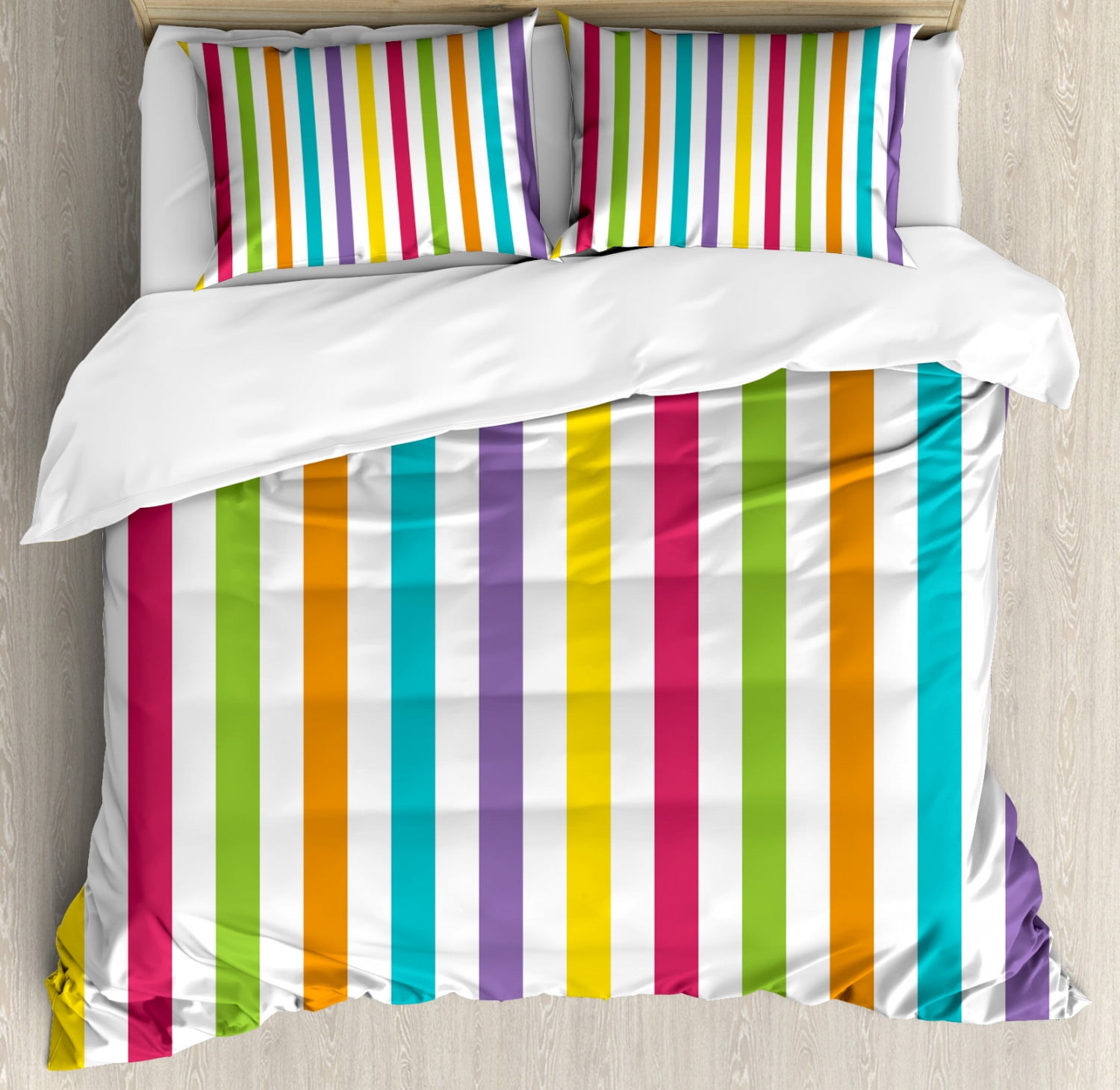 Rainbow Duvet Cover Set King Size, Minimalist Line Art with Different ...