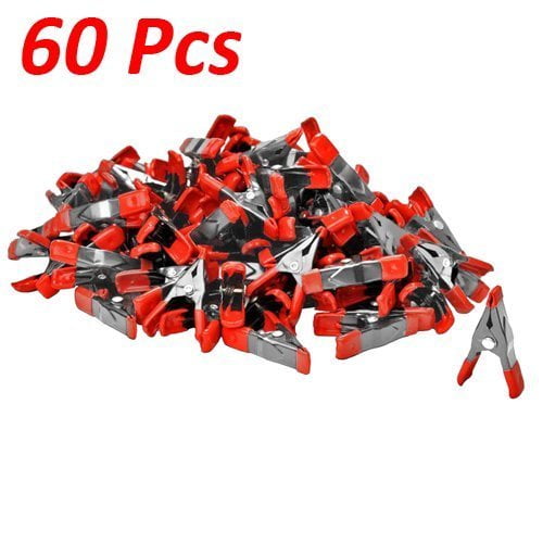 Wideskall 2" inch Mini Metal Spring Clamps w/ Red Rubber Tips Clips ...