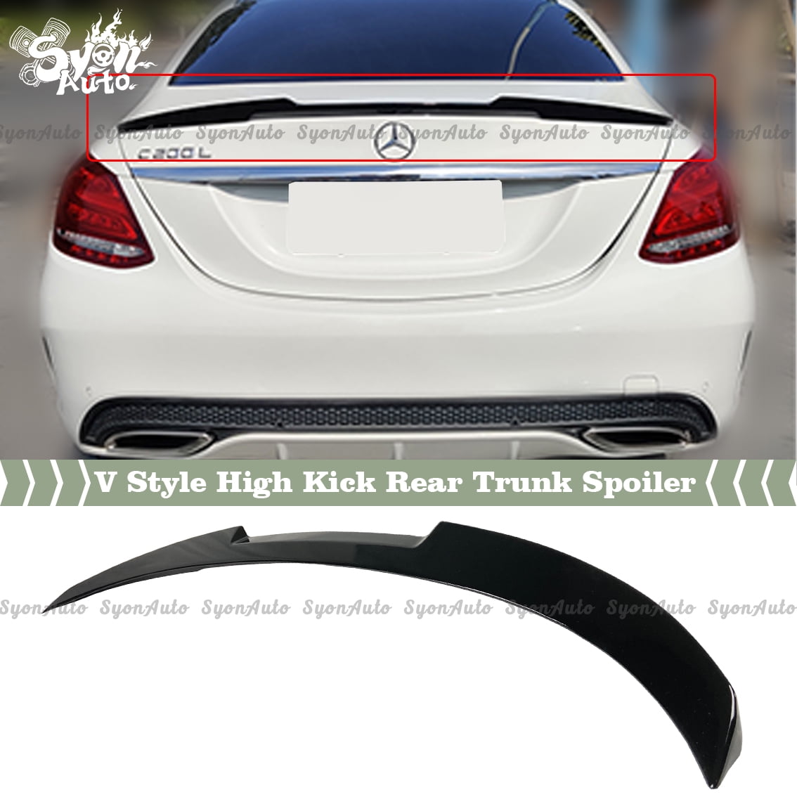 FITS 2015-2021 MERCEDES BENZ W205 SEDAN GLOSS BLACK V STYLE HIGH KICK ...