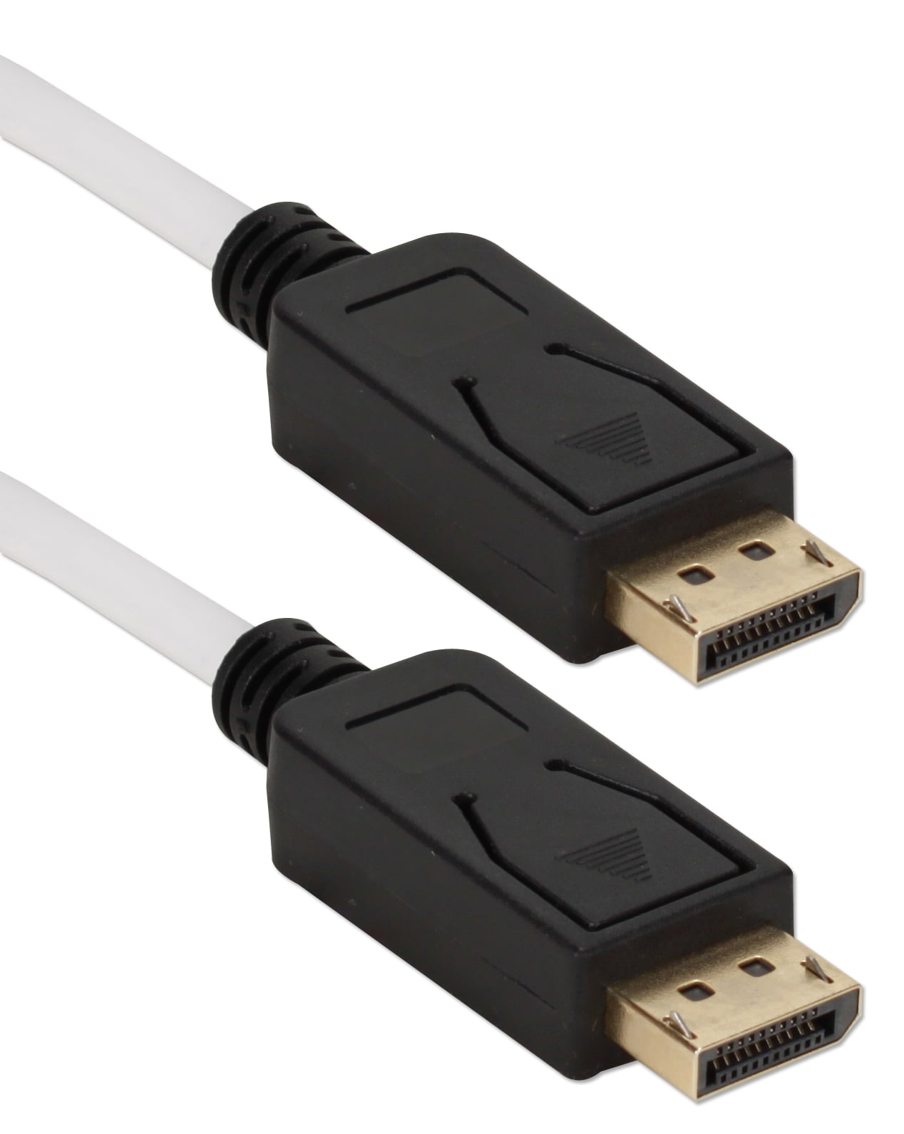 QVS 6ft DisplayPort UltraHD 4K White Cable with Black Connectors ...