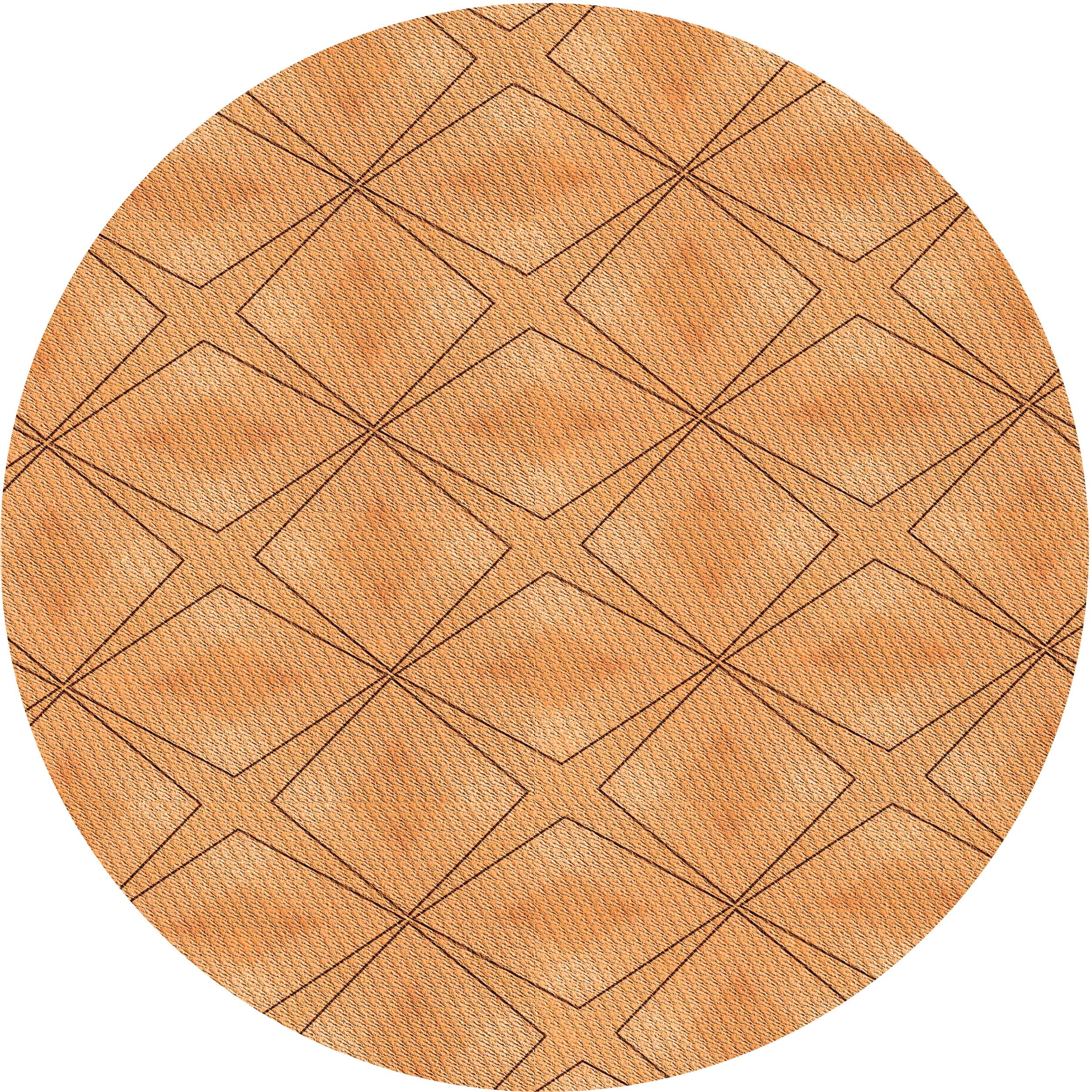 Ahgly Company Indoor Round Patterned Neon Orange Area Rugs, 4' Round ...