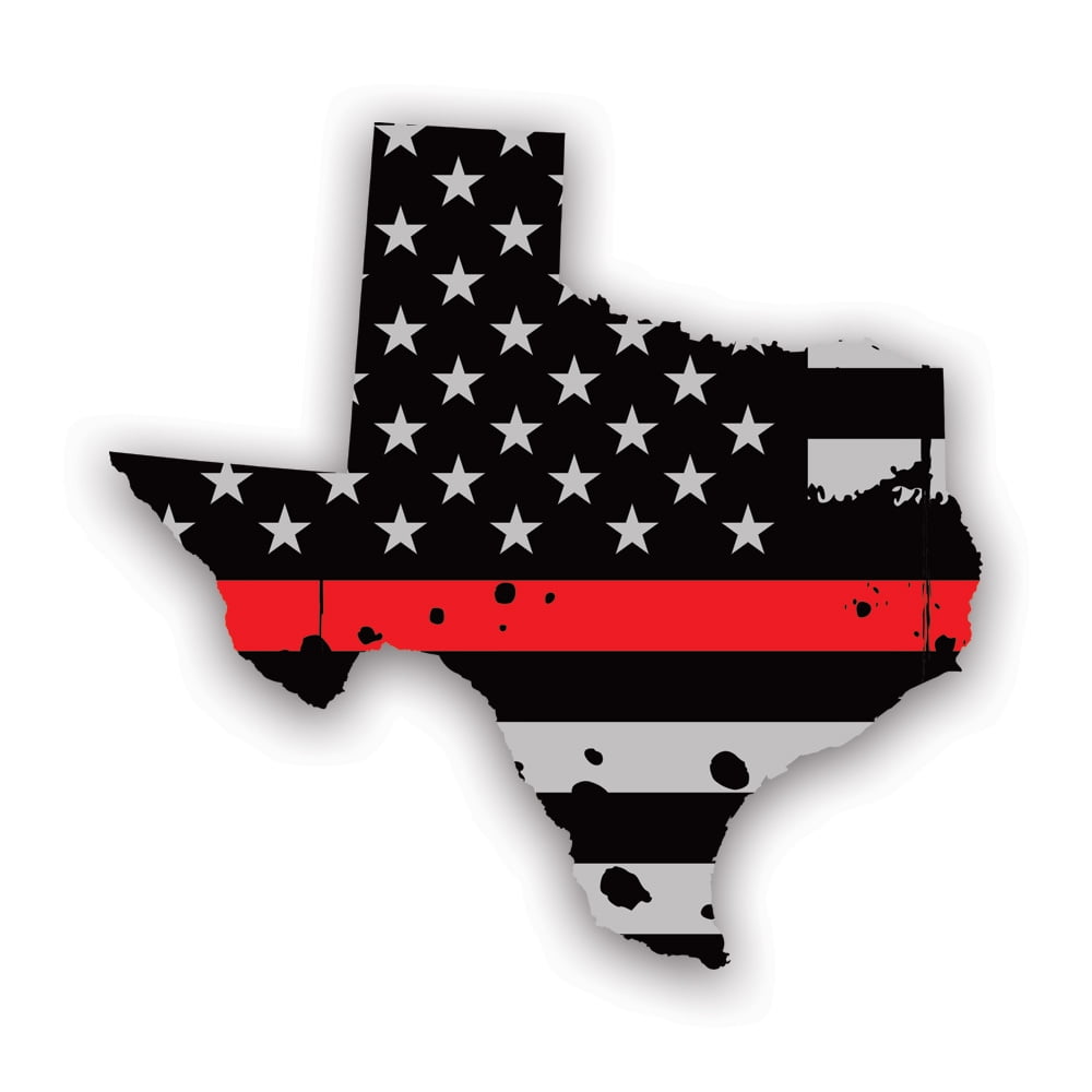 Distressed Texas State Shaped Subdued US Flag Thin Red Line Sticker ...
