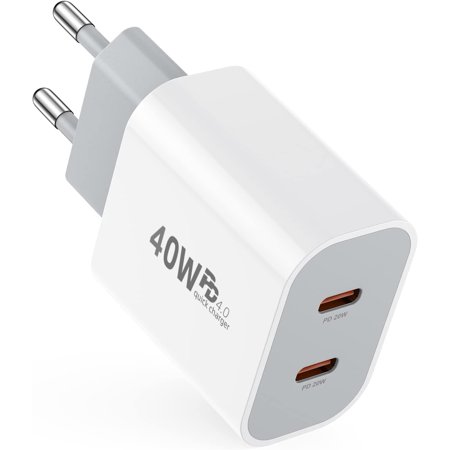 Fast Power Charger, Dual Ports 20W USB C Fast Charger PD 3.0 Type C ...