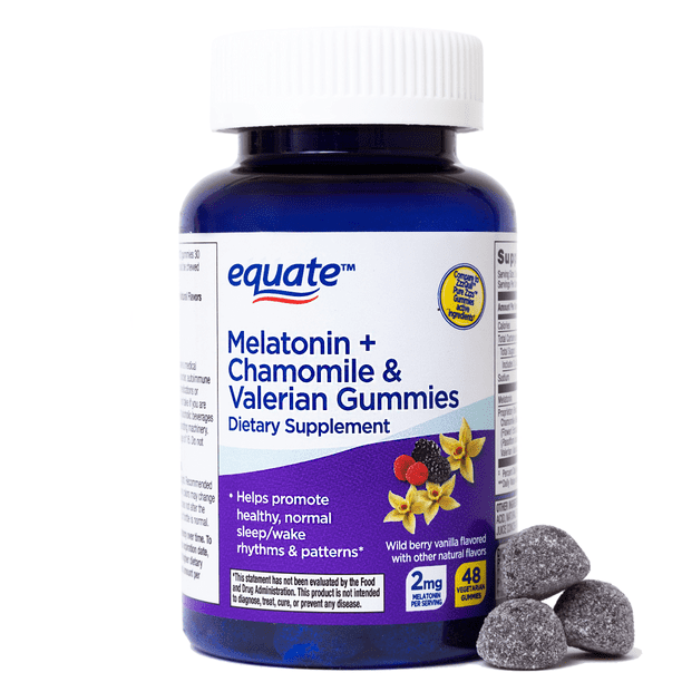 Equate Melatonin Chamomile Dietary Supplement Gummies, Wild Berry ...