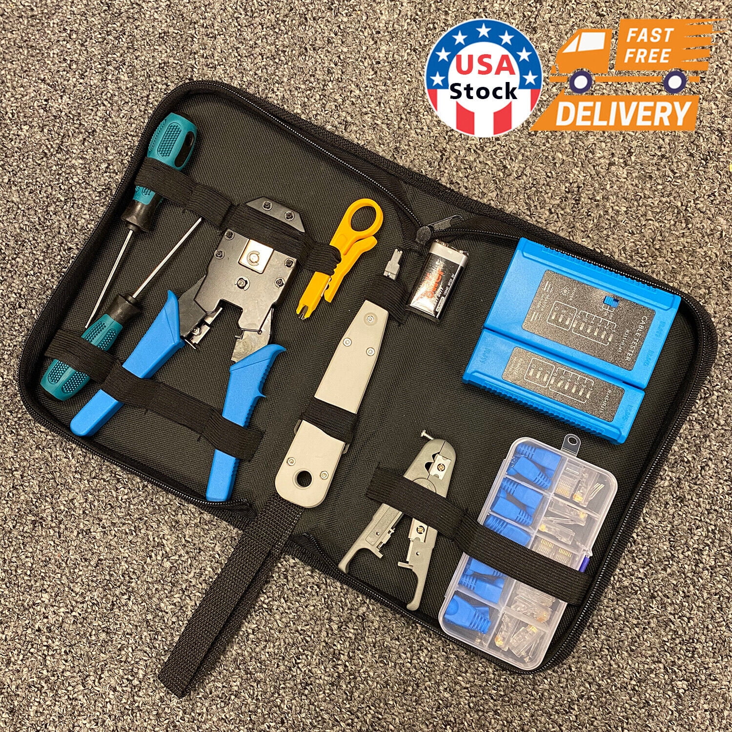 CAT5 CAT6 CAT3 RJ11 Network Tool Kit Cable Tester Crimping Wire ...