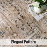 Seven Six Home 5'x7' Area Rugs, Taupe & Pink Boho Floral Carpet, Non ...