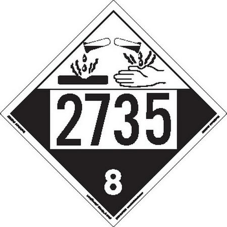 Labelmaster ZEZ42735 UN 2735 Corrosive Hazmat Placard, E-Z Removable ...