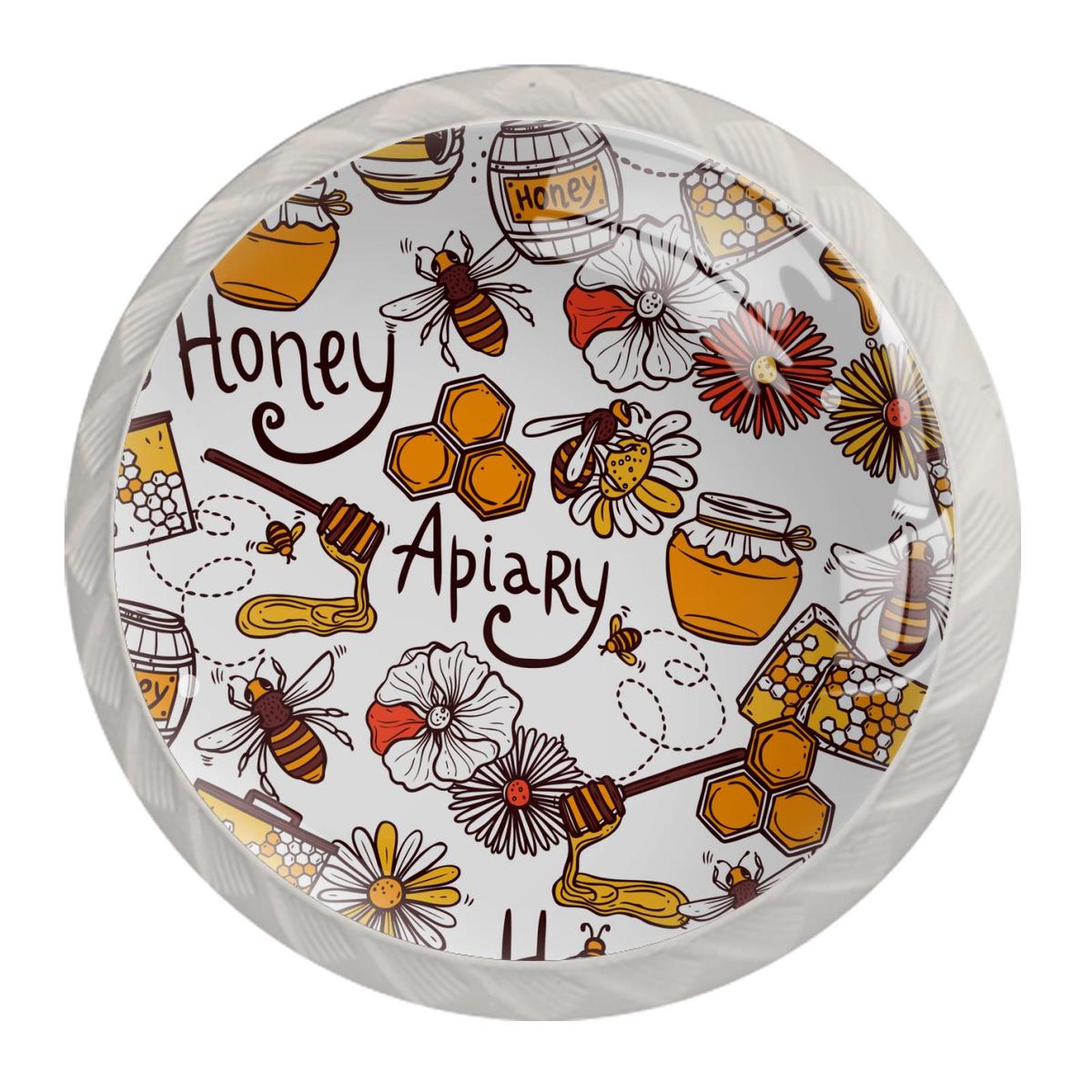4 Pcs Doodle Honey Knobs for Kitchen Cabinet Cupboard Dresser Bookcase ...