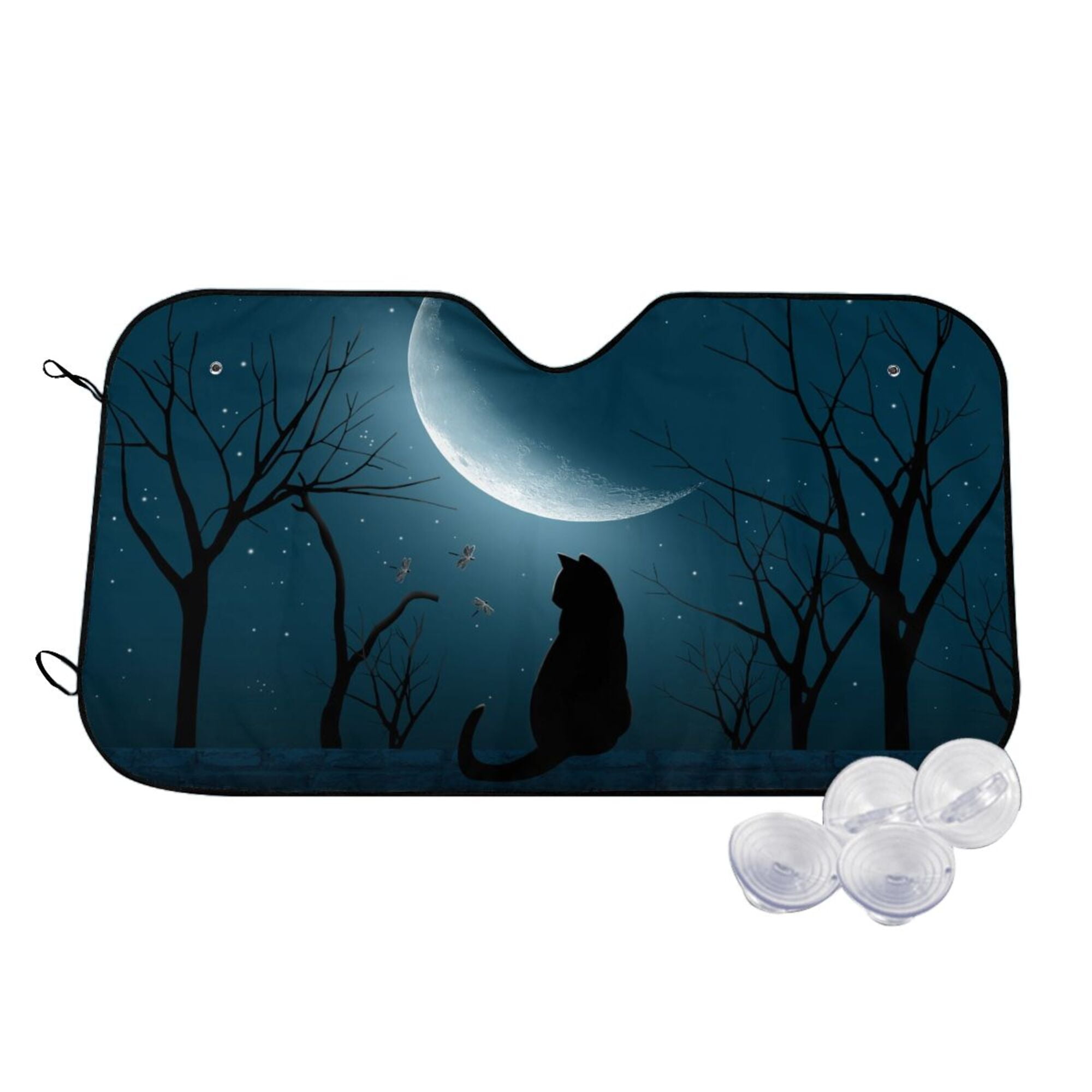 TEQUAN Sunshade for Car Windshield, Fantasy Moon Star Dragonfly Cat ...
