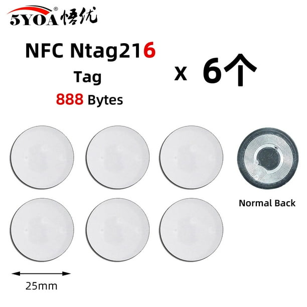 6 uds NFC Ntag213 Ntag215 Ntag216 etiqueta adhesiva Ntag 213 13,56 MHz etiqueta Universal RFID ...