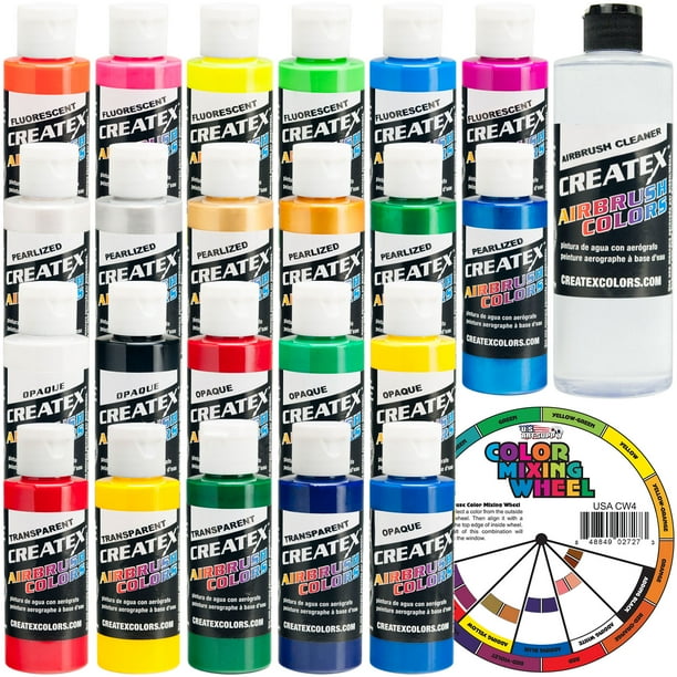 Createx Colors Airbrush Paint - 22 Colors and Cleaner - 2 oz - Walmart ...