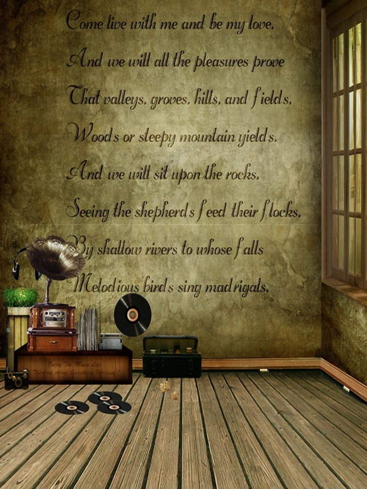 ABPHOTO Polyester Wooden Floor Vintage Room Poem Wall Photography ...