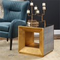 Home Square 20" Square Glass Top Accent End Table in Gold - Set of 2 ...