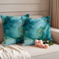 Abstract Marble Outdoor Throw Pillow Covers Set of 2, Dark Green Gold ...
