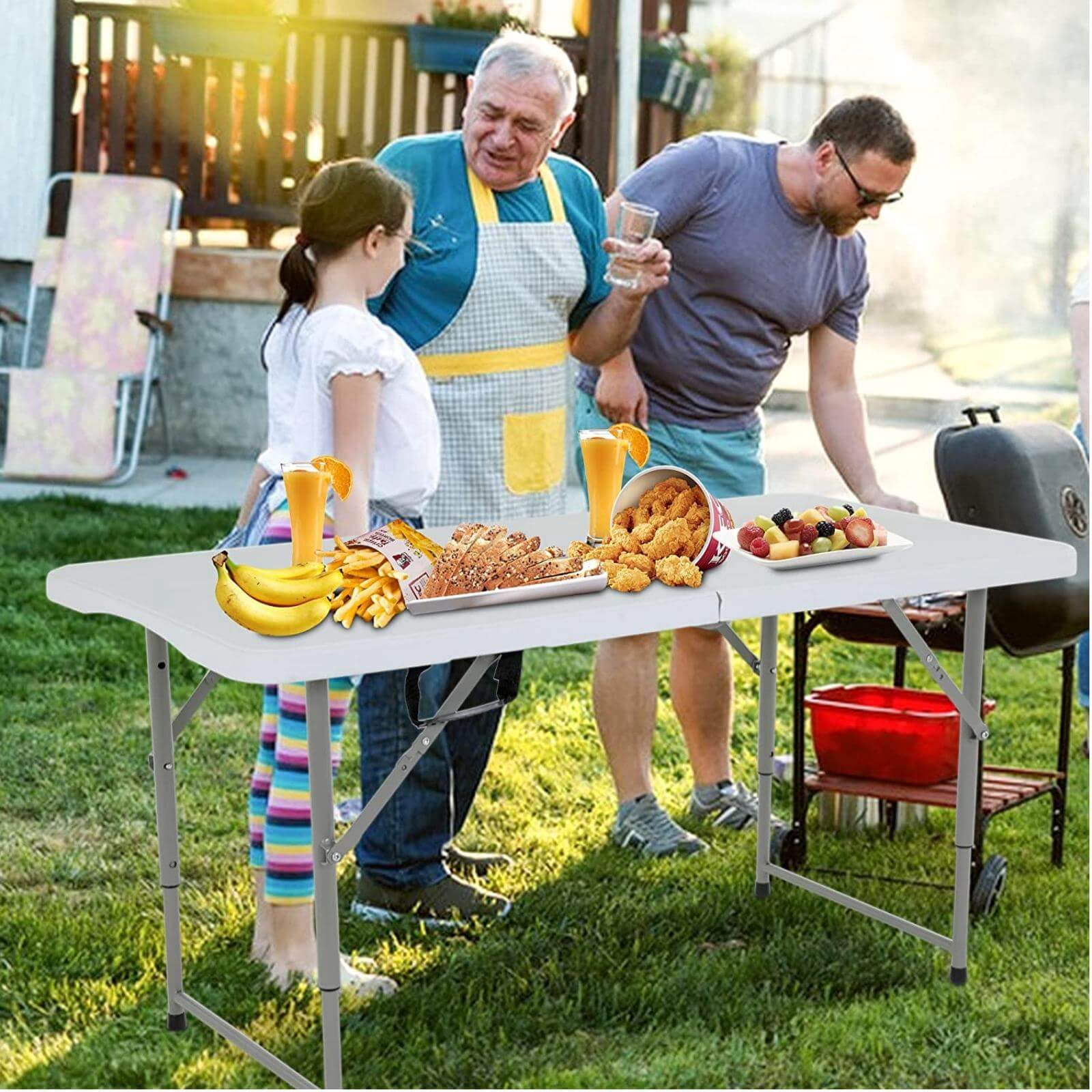 NiamVelo 4 ft Folding Table Plastic Portable Tables w/Handle ...