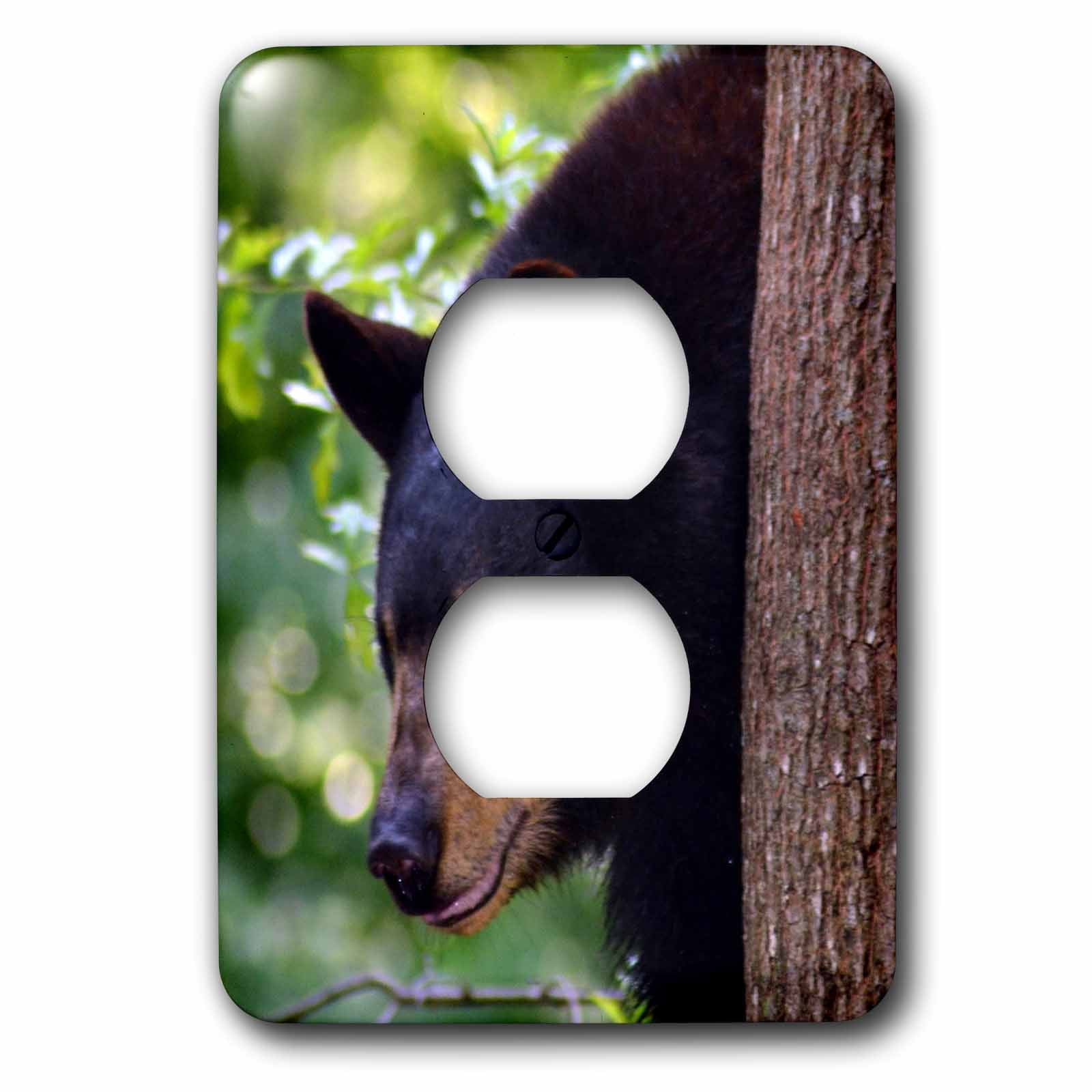 Black Bear looking around a tree 2 plug outlet cover lsp-53627-6 ...