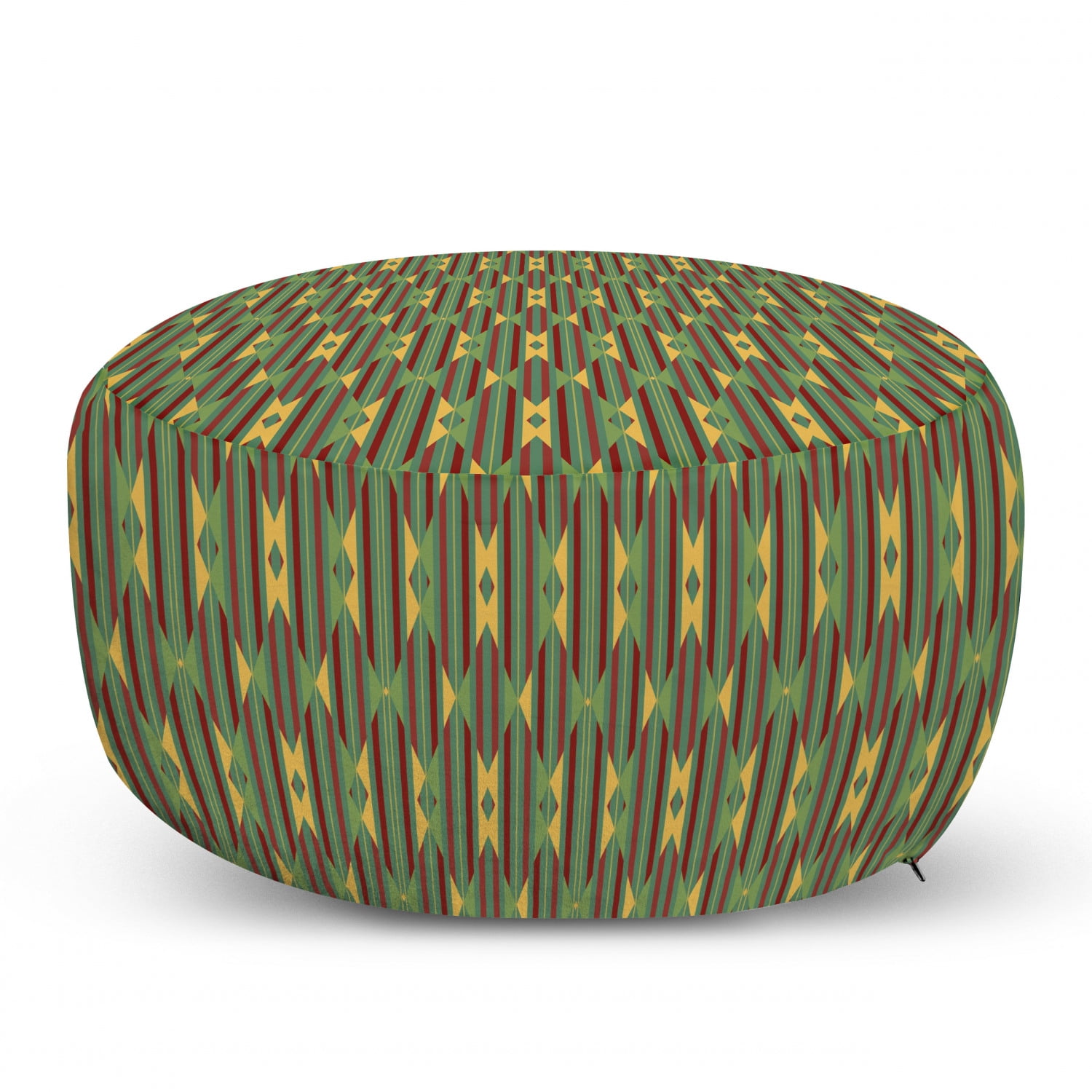 Kente Pattern Pouf Cover with Zipper, Retro Revival Diamond Line ...