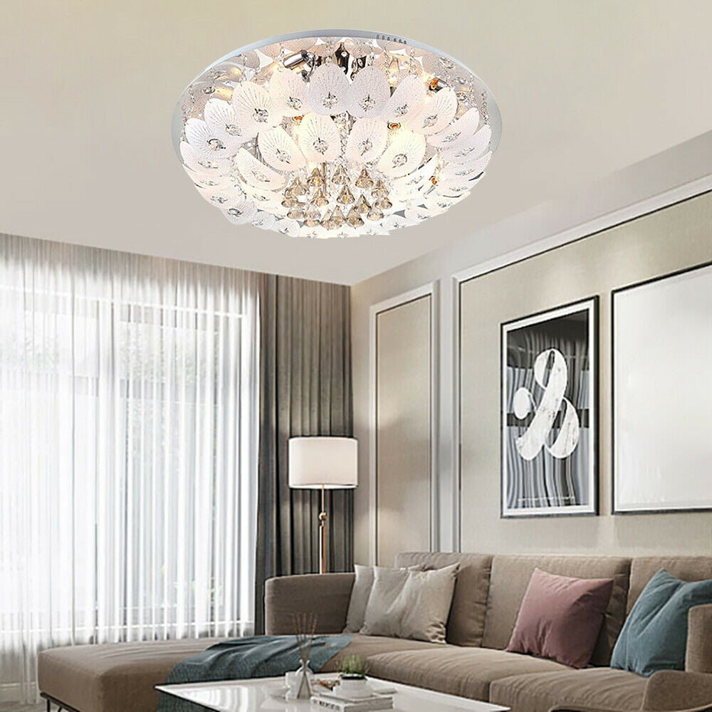 Modern Flush Mount LED Ceiling Lamp Clear K9 Crystal Chandelier Luxury ...
