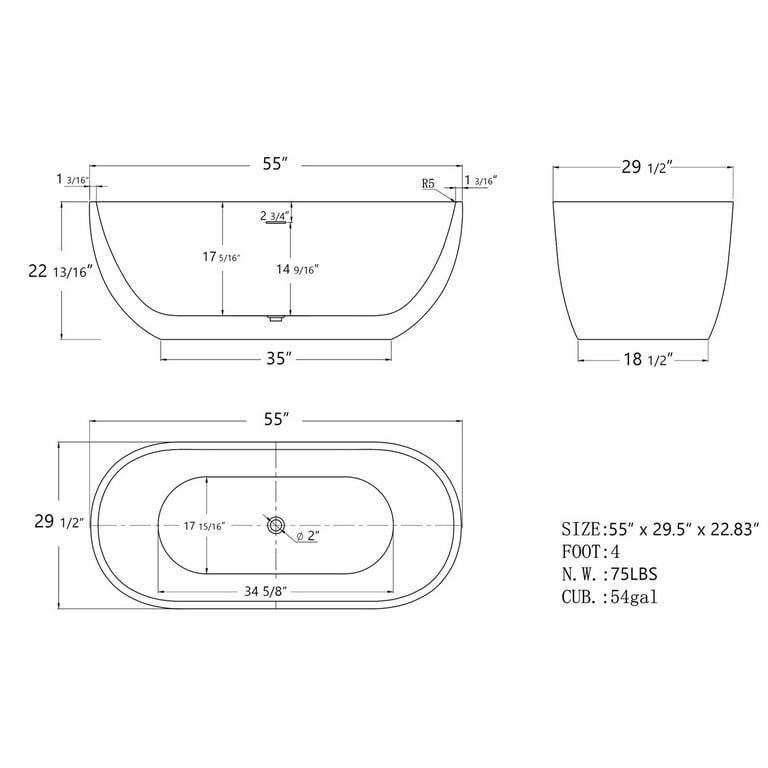 Standard Bathtub Dimensions