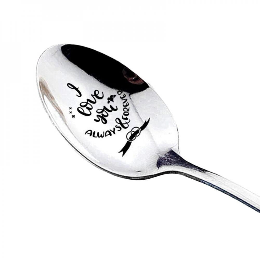 Pack of 2 Couple Stainless Steel Spoon Valentine's Day Wedding Ice ...